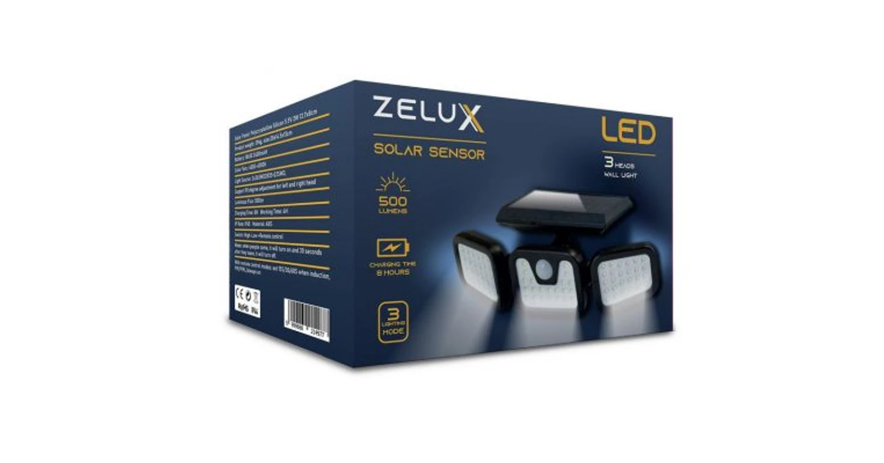 ZELUX napelemes kültéri lámpa mozgásérzékelővel - Műszaki Pont